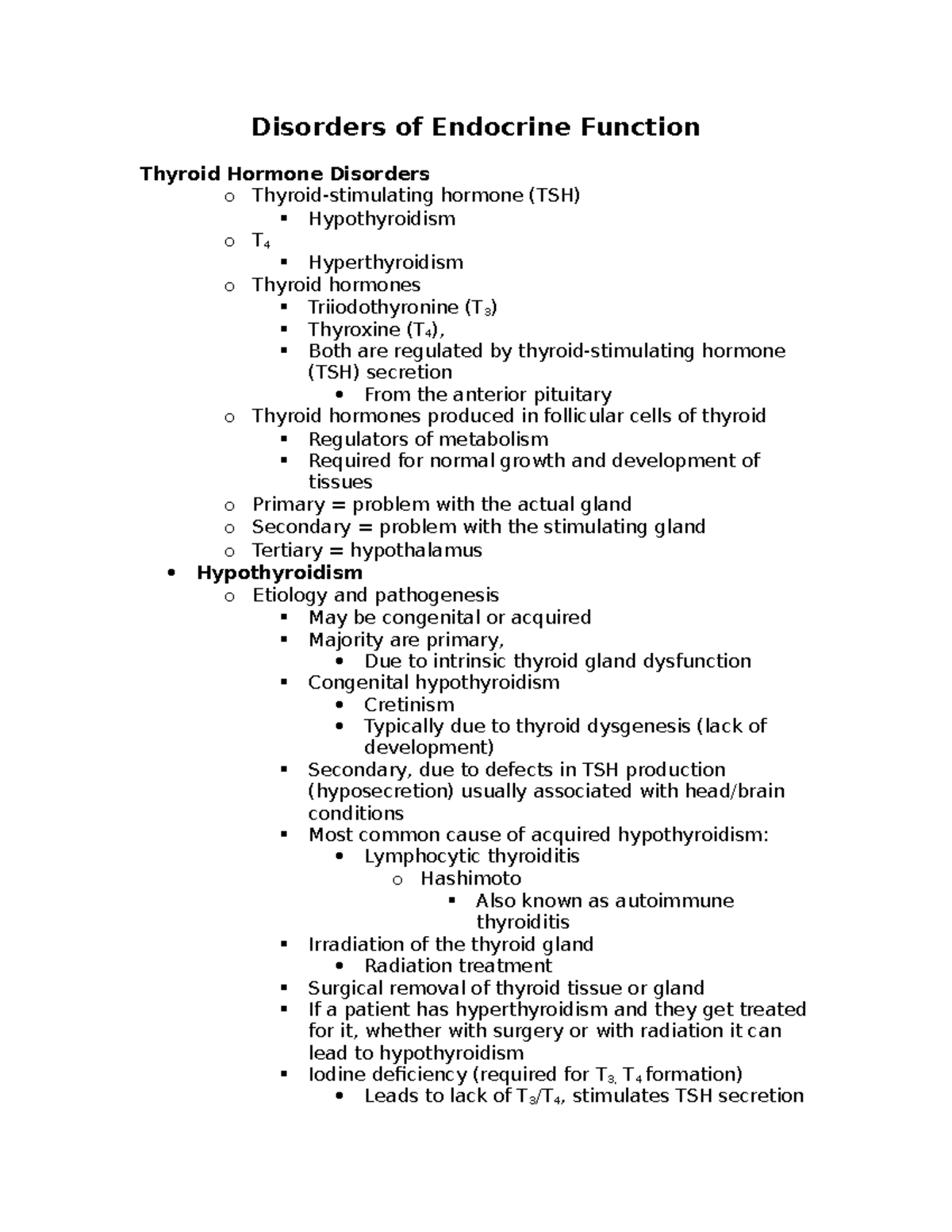 Disorders of Endocrine Function - Disorders of Endocrine Function ...