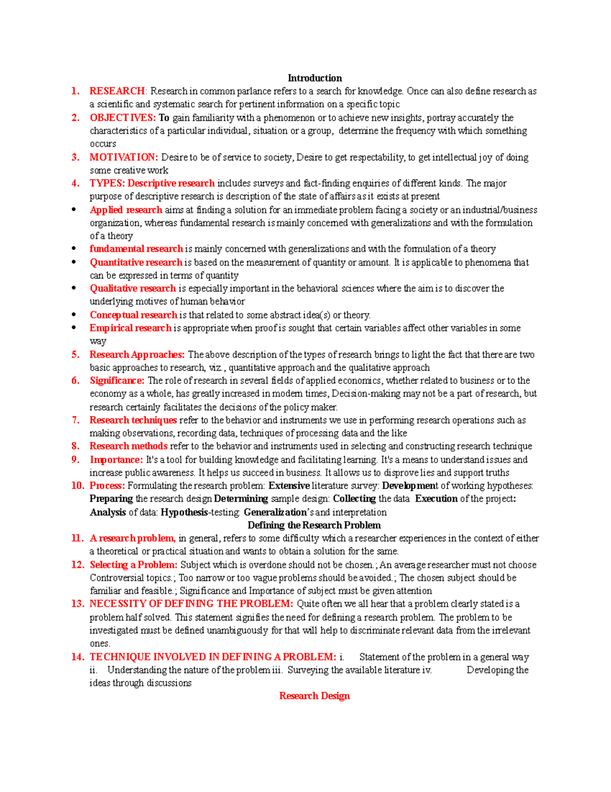 Viva BCC 3006 - short notes - **Introduction RESEARCH** : Research in ...