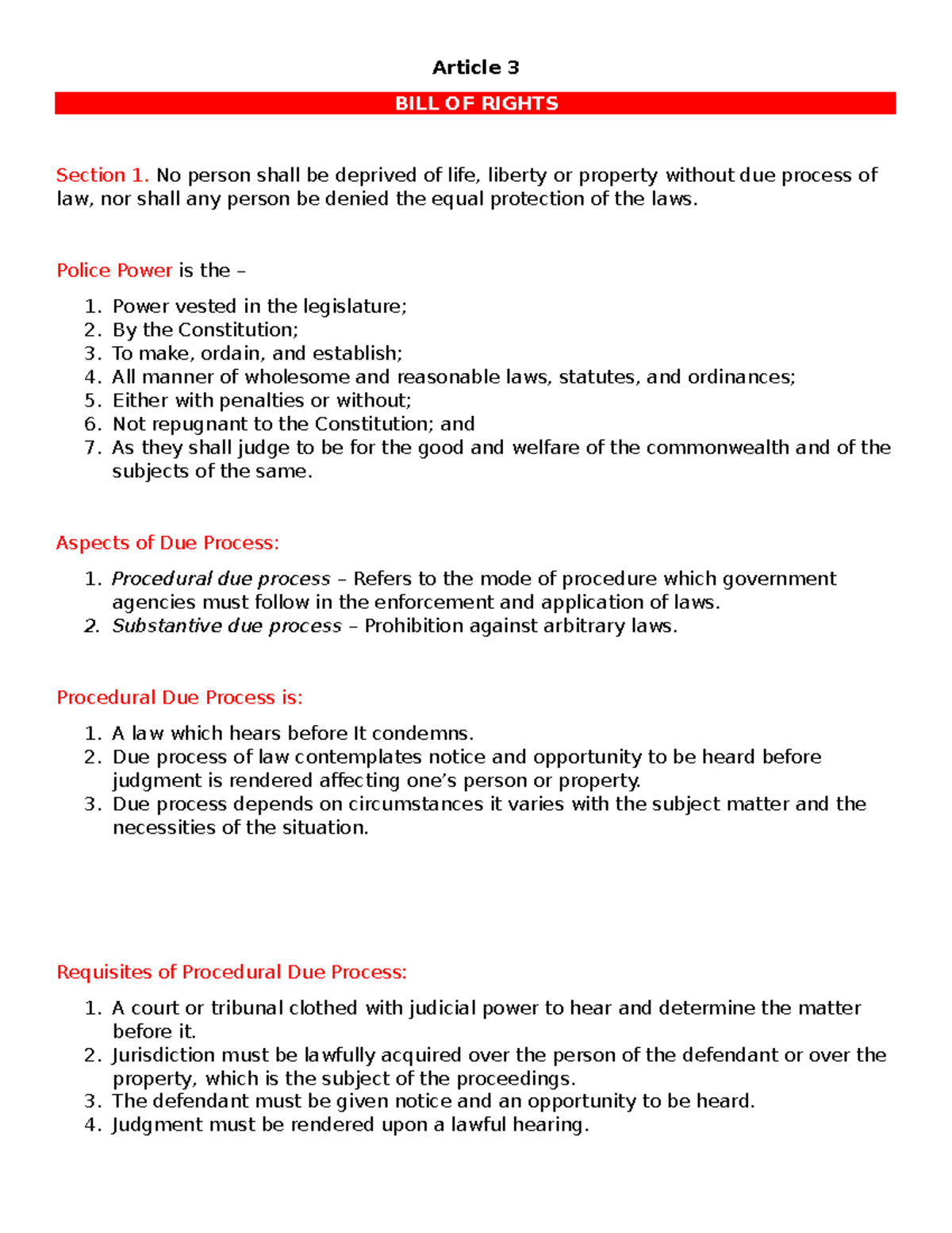 Article 3. Bill of rights - Article 3 BILL OF RIGHTS Section 1. No ...