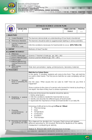 DETAILED LESSON PLAN FOR ELEMENTARY SCIENCE GRADE 3 - A DETAILED LESSON ...