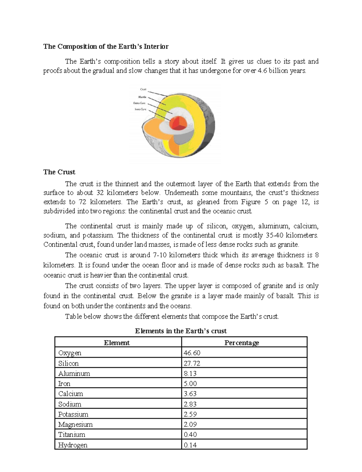 Earths- Interior - The Composition of the Earth’s Interior The Earth’s ...