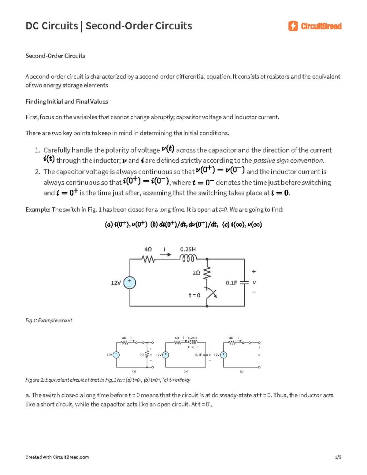 Study Guides Second-Order Circuits - Second-Order Circuits A second-order circuit is ...