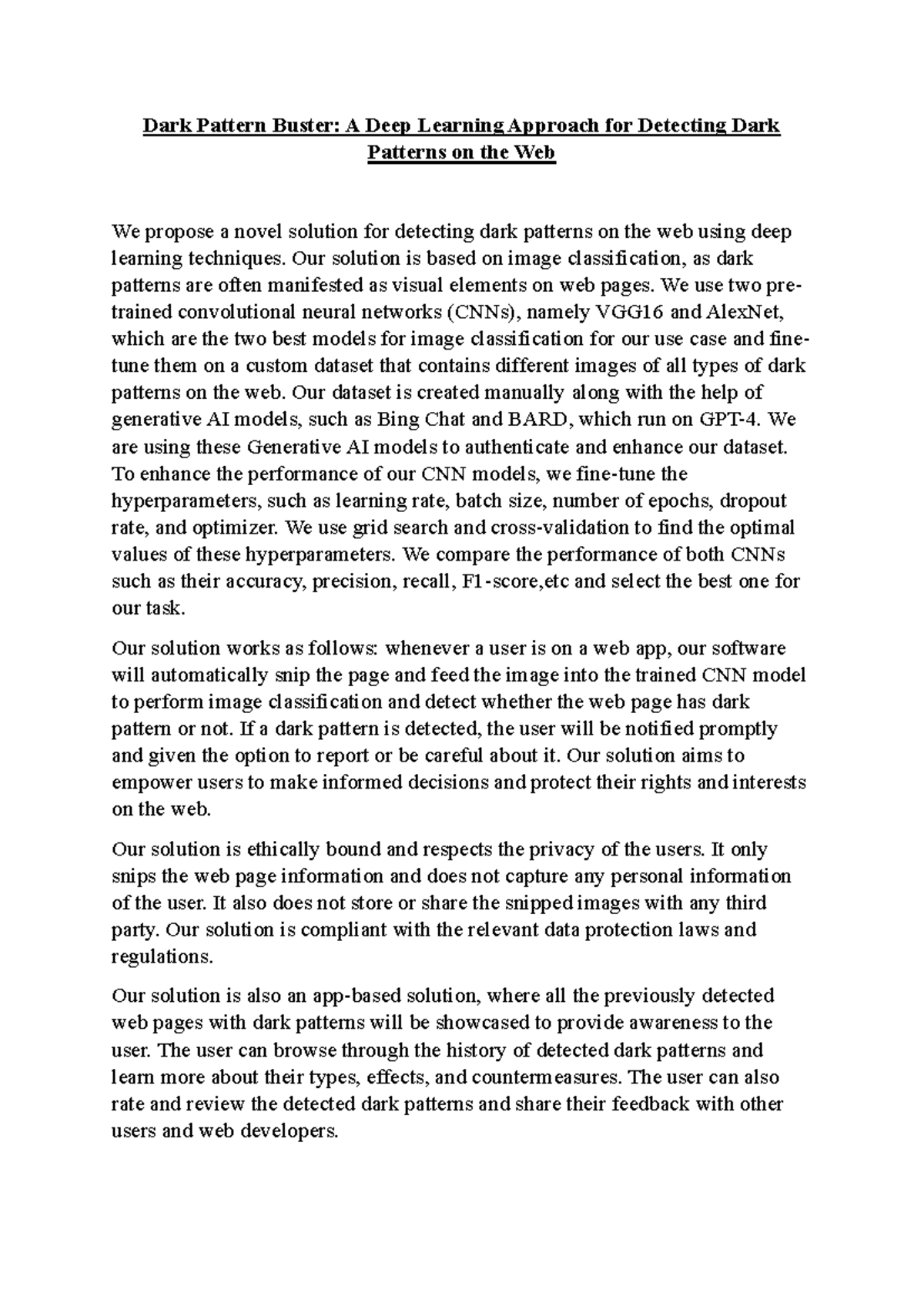 Dark Pattern Buster - sxsc - Dark Pattern Buster: A Deep Learning ...