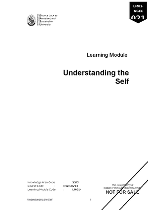 UTS CP 02 Module 3 - LM01- NGEC 021 e Packe t 02 Learning Module 02 Understanding The Self ...