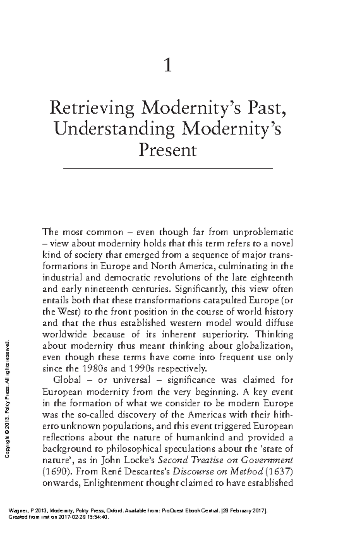 2017 wk1+reading Modernity chapter+1 - 1 Retrieving Modernity’s Past ...