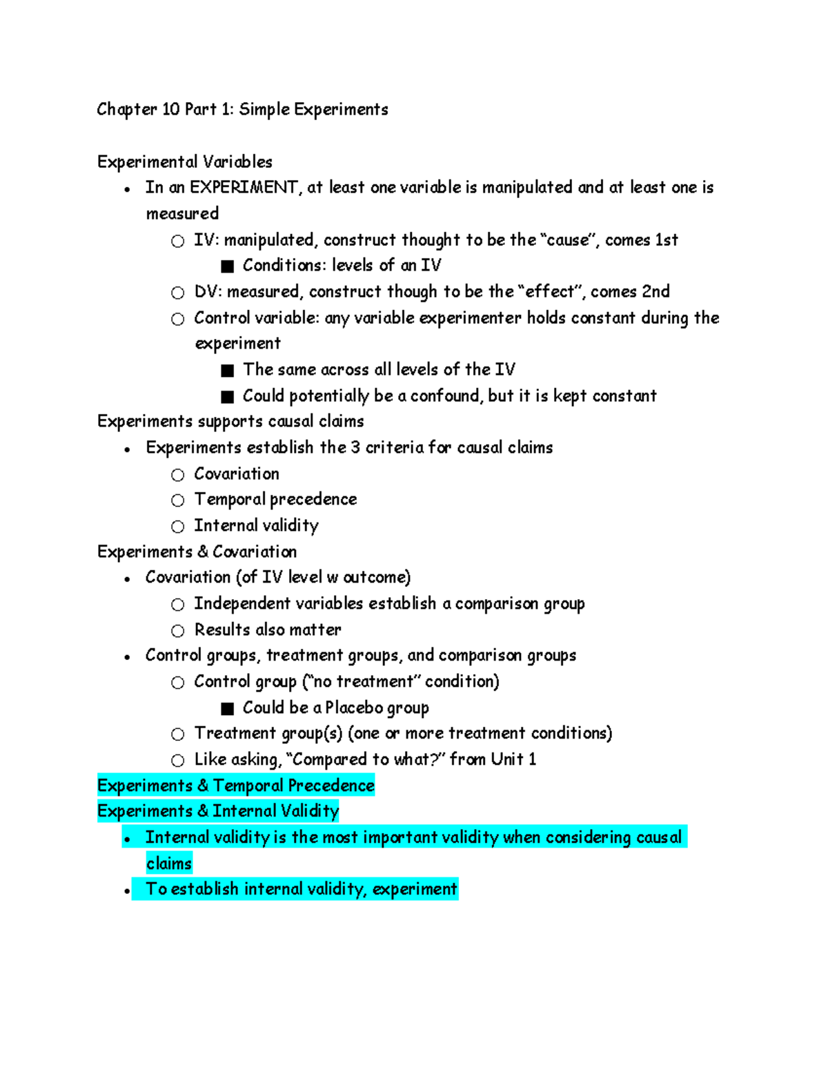 Chapter 10 Pt 1 Simple Experiments - Chapter 10 Part 1: Simple ...