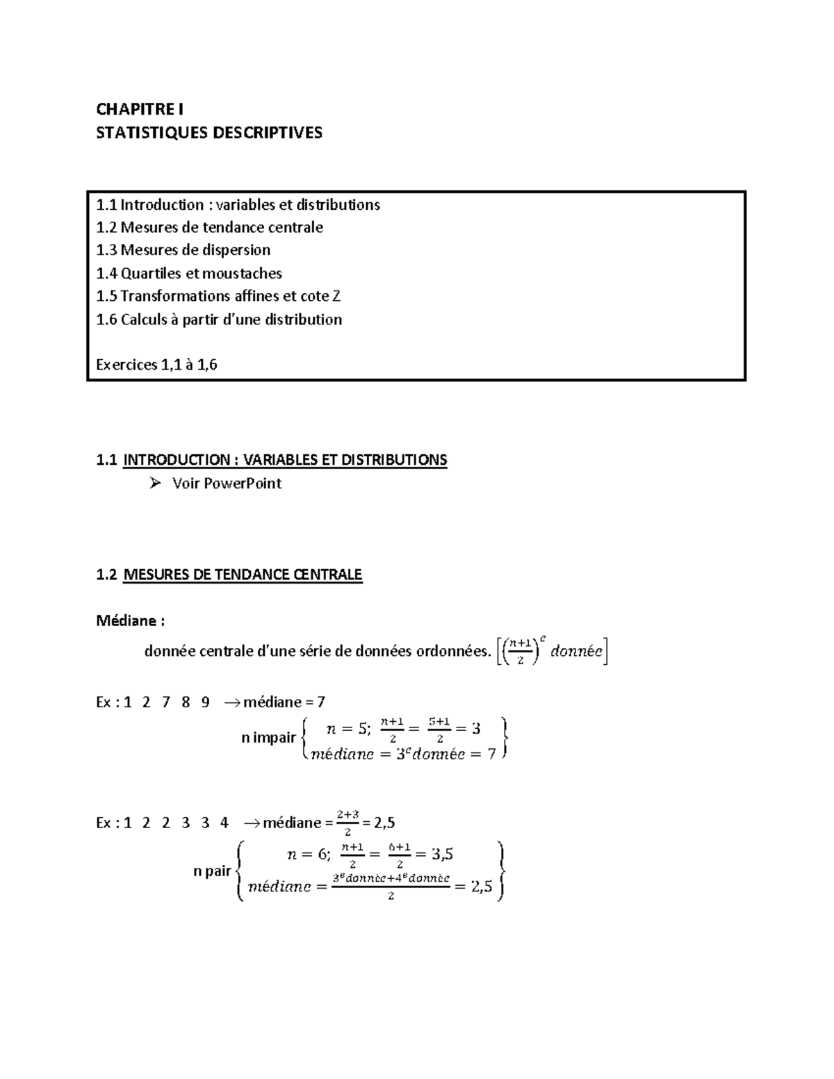 MAT2080 - Chapitre 1 - Warning: TT: undefined function: 32 CHAPITRE I STATISTIQUES DESCRIPTIVES ...