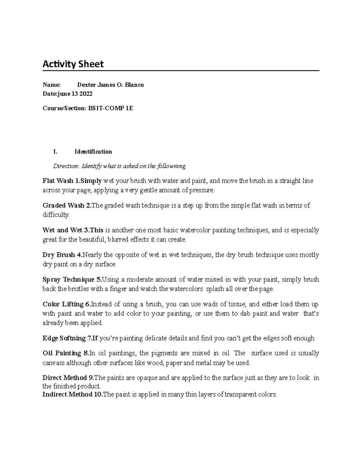 Chapter 8 Activity GEC 6 2021 2022 - Activity Sheet Name: Dexter James ...