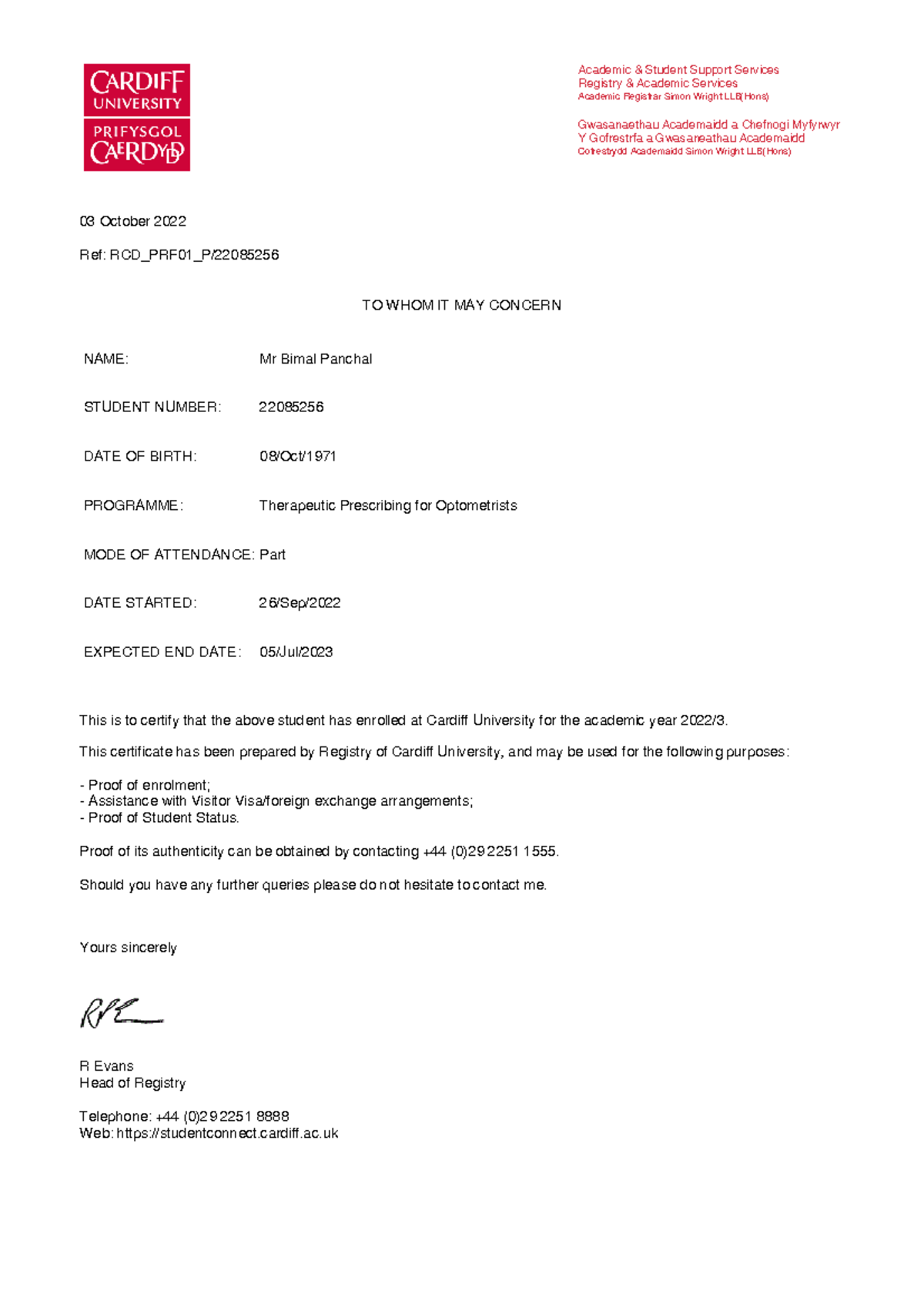 PRF01 22085256-1 - Proof of study - Academic & Student Support Services ...