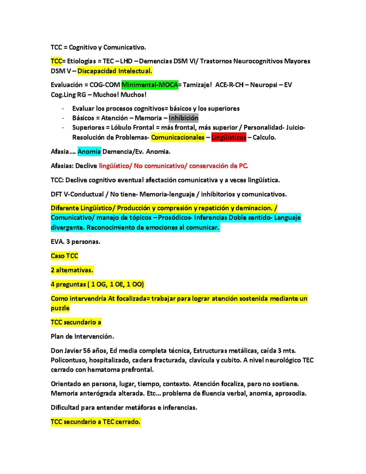 TCC muy rapidito - tcc - TCC = Cognitivo y Comunicativo. TCC ...