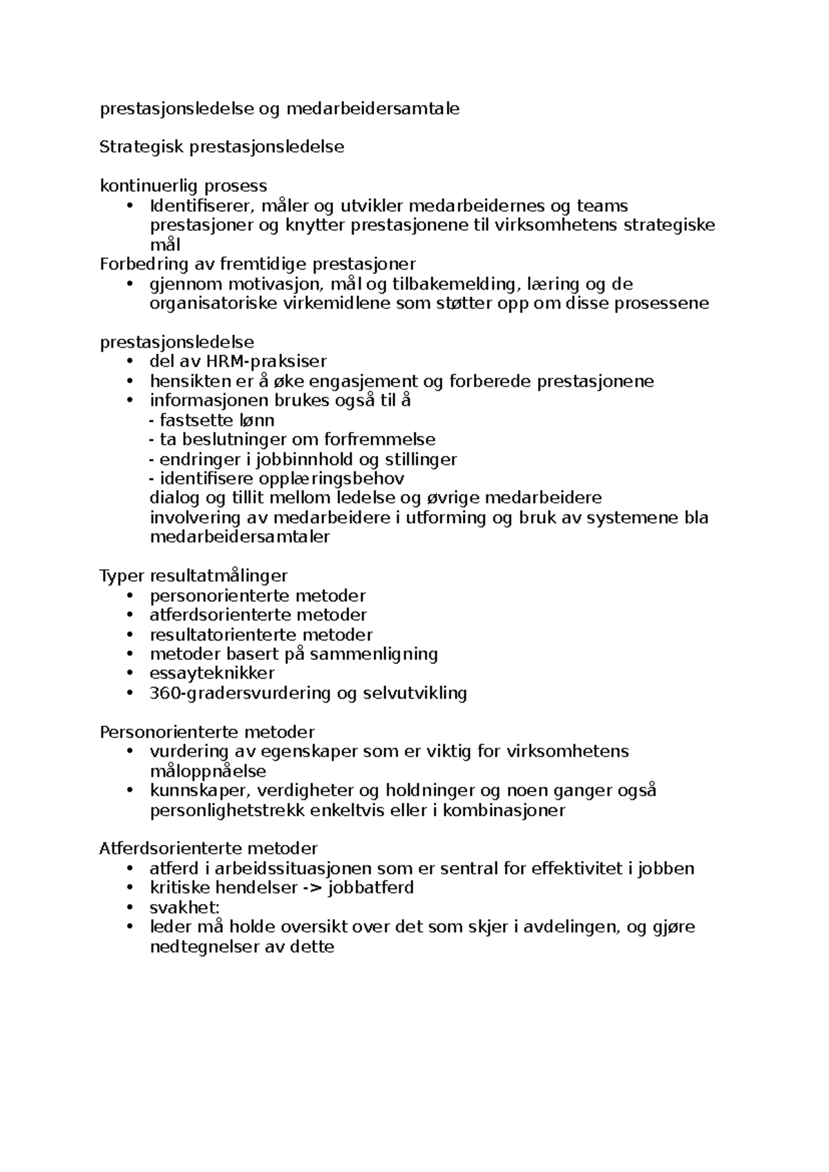 Prestasjonsledelse og medarbeidersamtale - prestasjonsledelse og ...