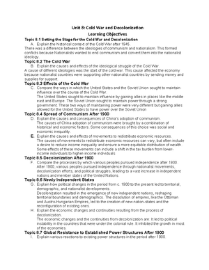 AP World History Unit 8 Study Guide - Unit 8: Cold War and ...