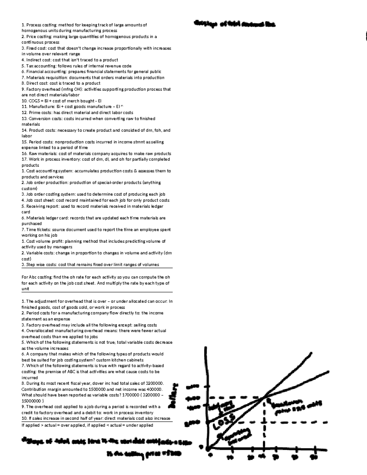 Acctcy 2037 cheat sheet - Process costing: method for keeping track of ...