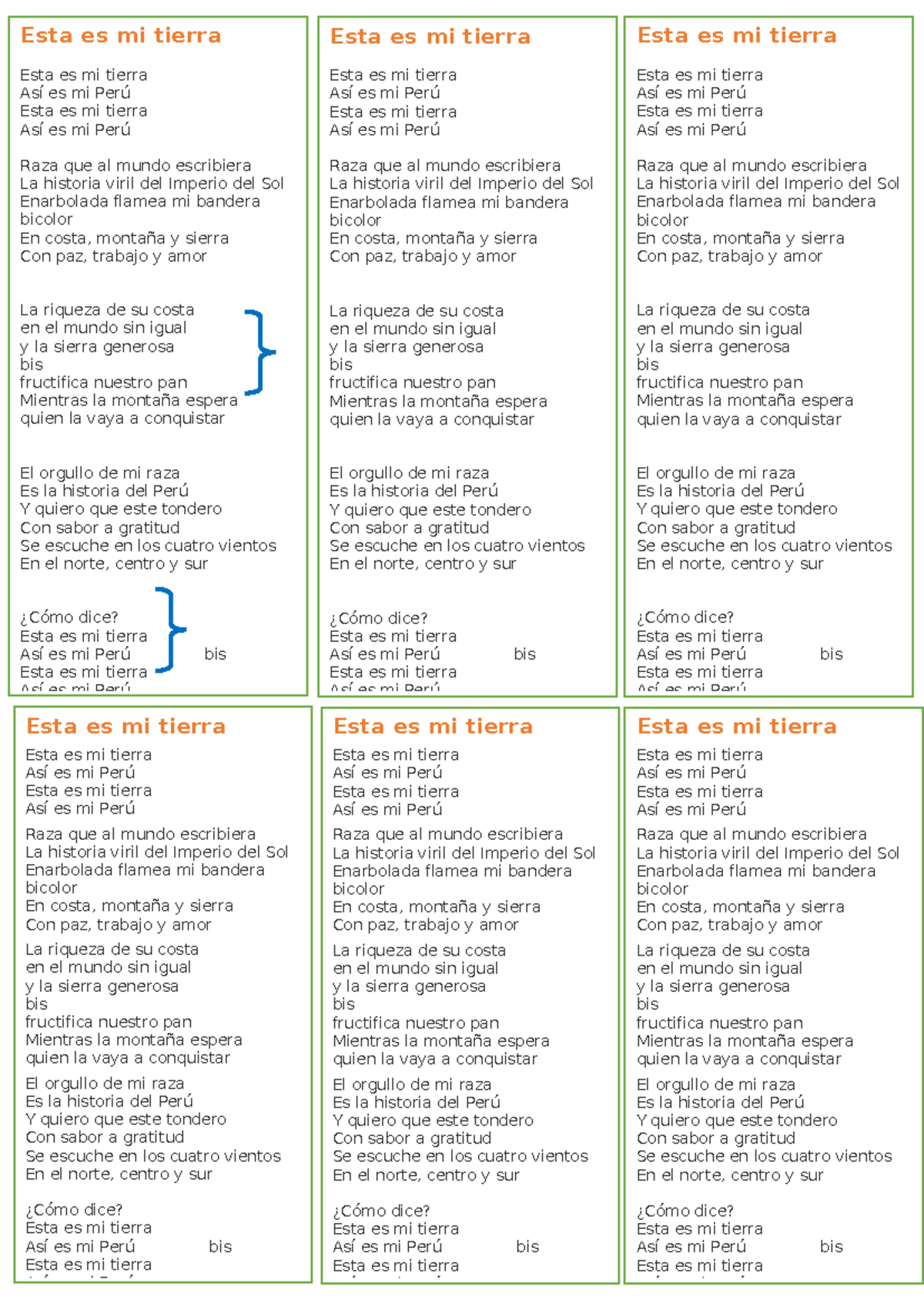 Cancion A MI Tierra PERU - Esta es mi tierra Esta es mi tierra Así es ...