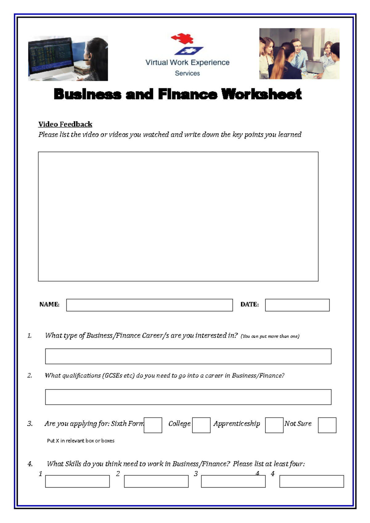 Business and Finance - worksheet of buisness and financial work, this ...