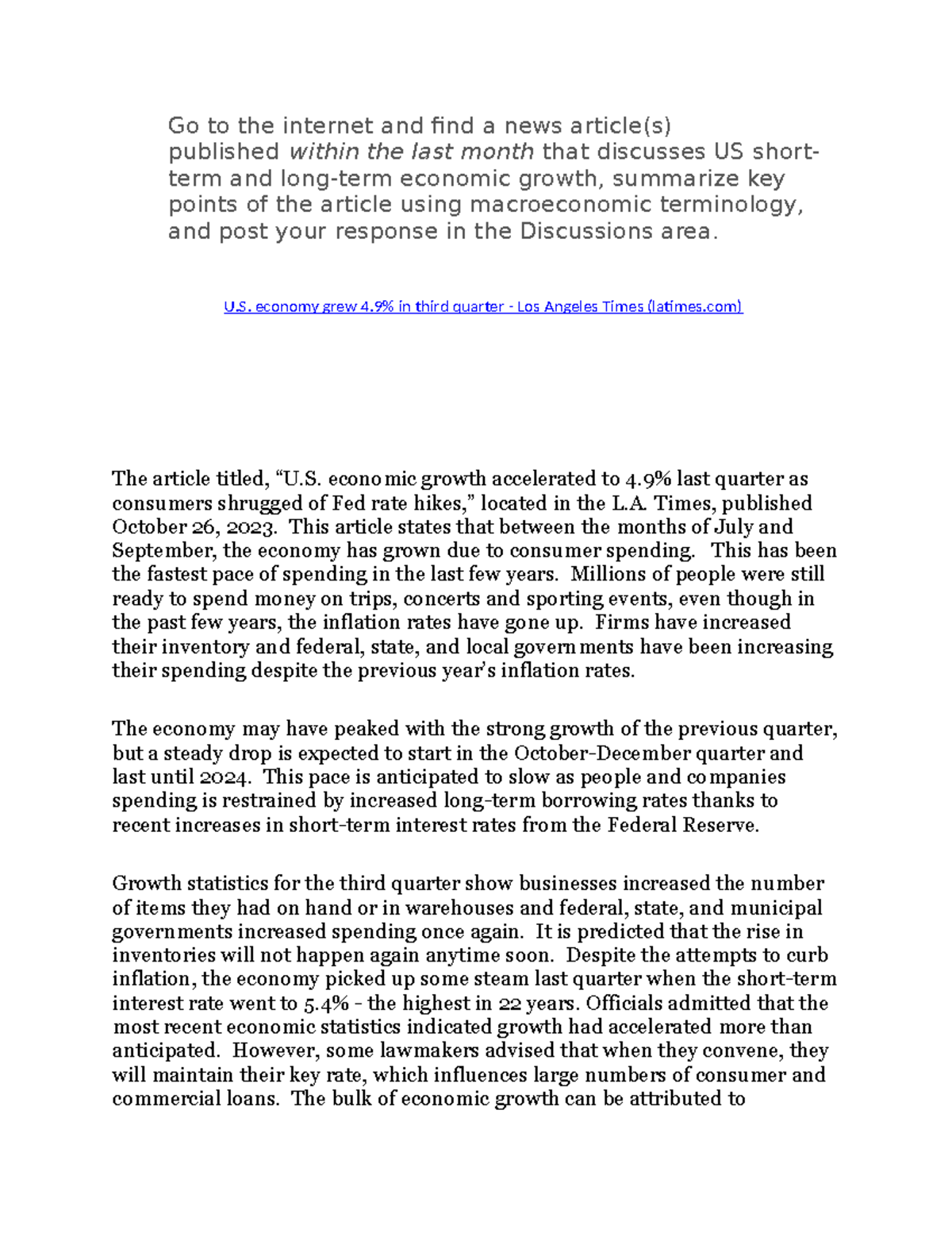 Discussion 2 - Go to the internet and find a news article(s) published ...