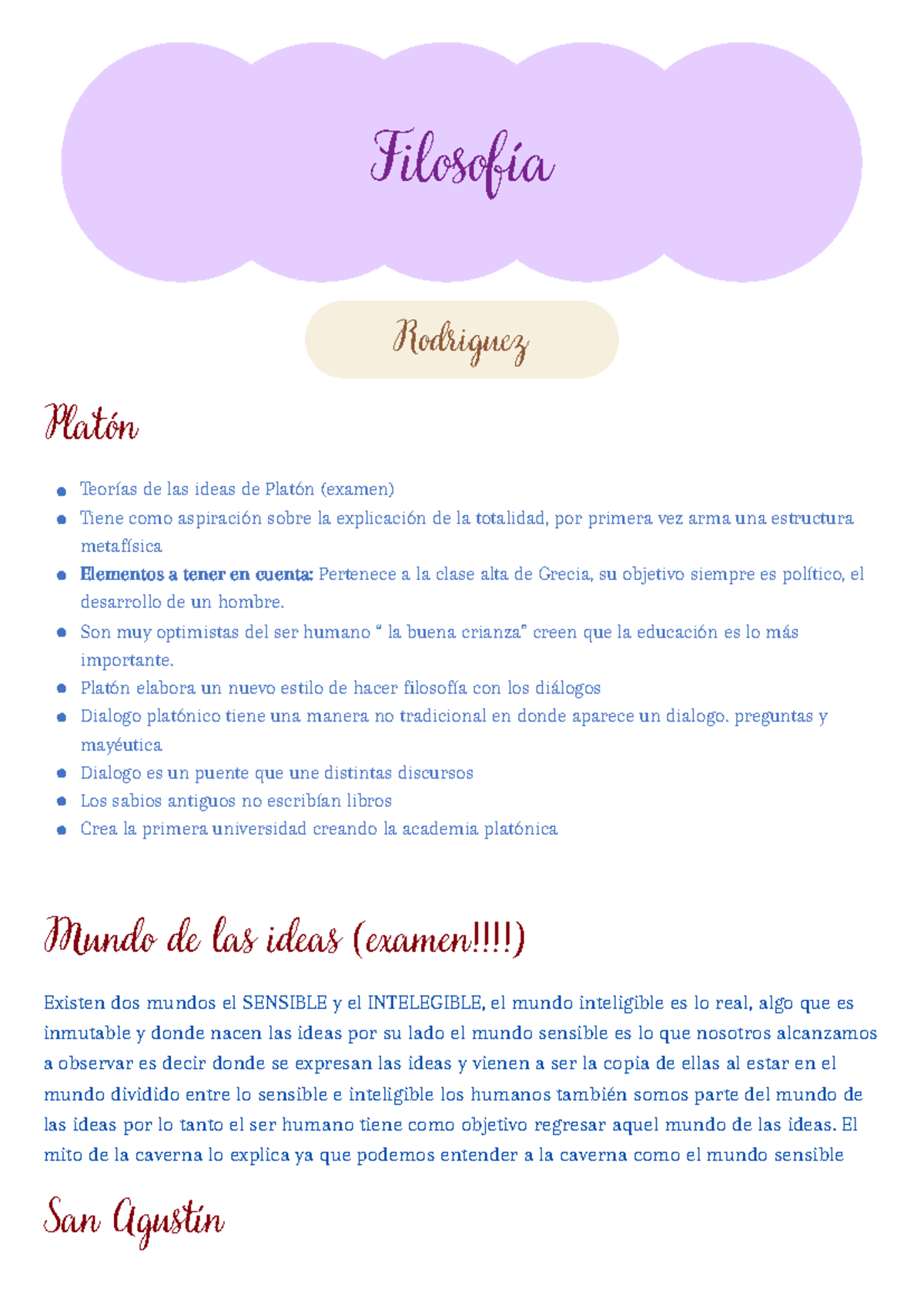 Filosofía - atón Mundo de las ideas (examen!!!!) Existen dos mundos el ...