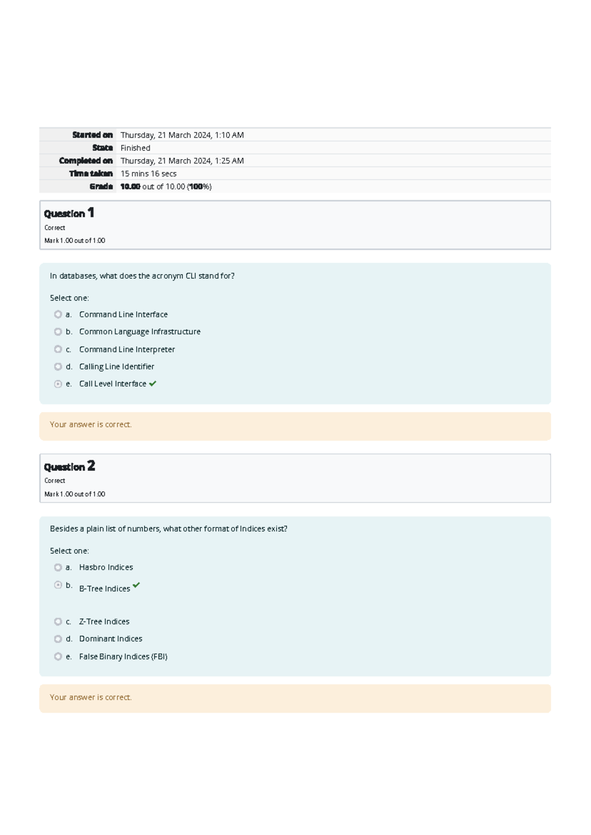 Self-Quiz Unit 7 Attempt review Home - Thursday, 21 March 2024, 1:10 AM ...