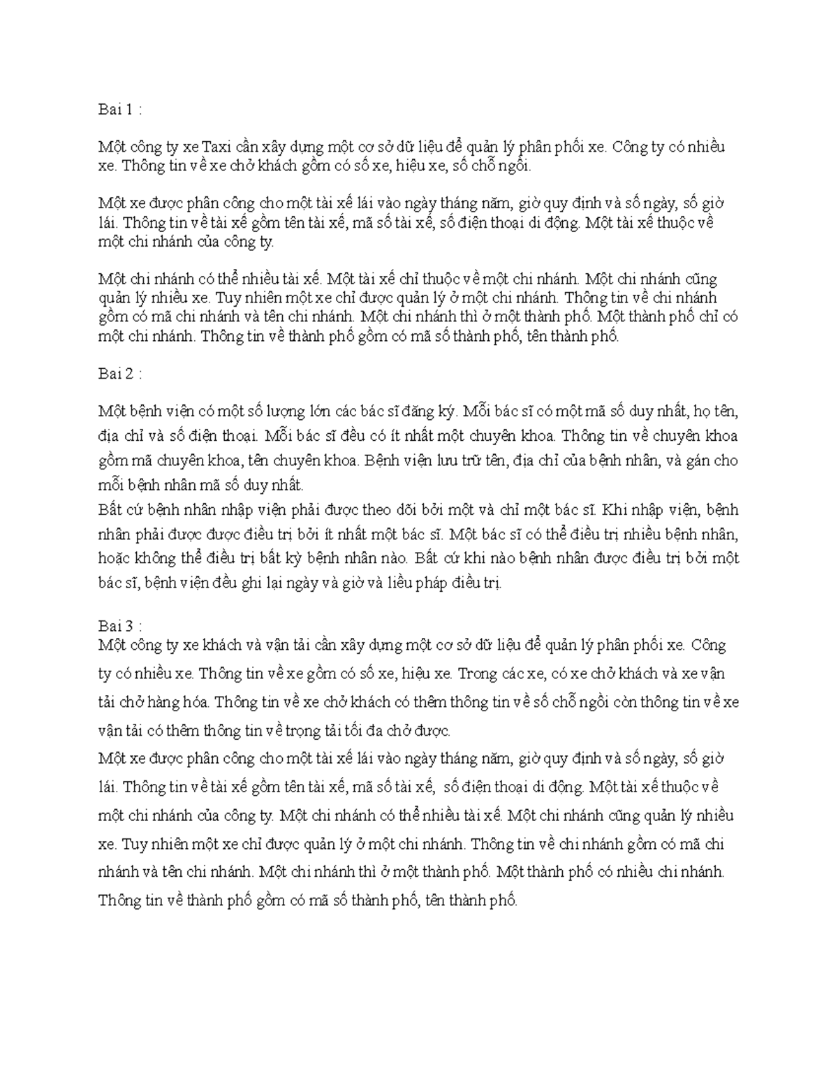 Baitap ERD bosung - scdsa - Bai 1 : Một công ty xe Taxi cần xây dựng ...