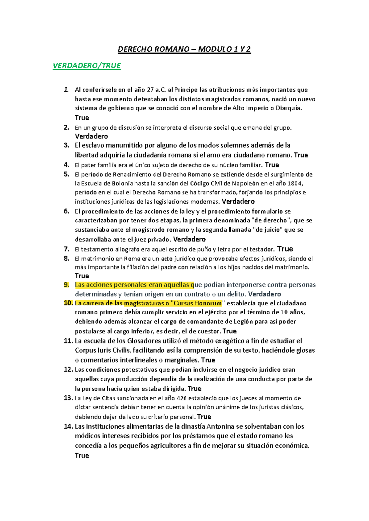 Modulo 1 Y 2 romano editado - DERECHO ROMANO – MODULO 1 Y 2 VERDADERO ...