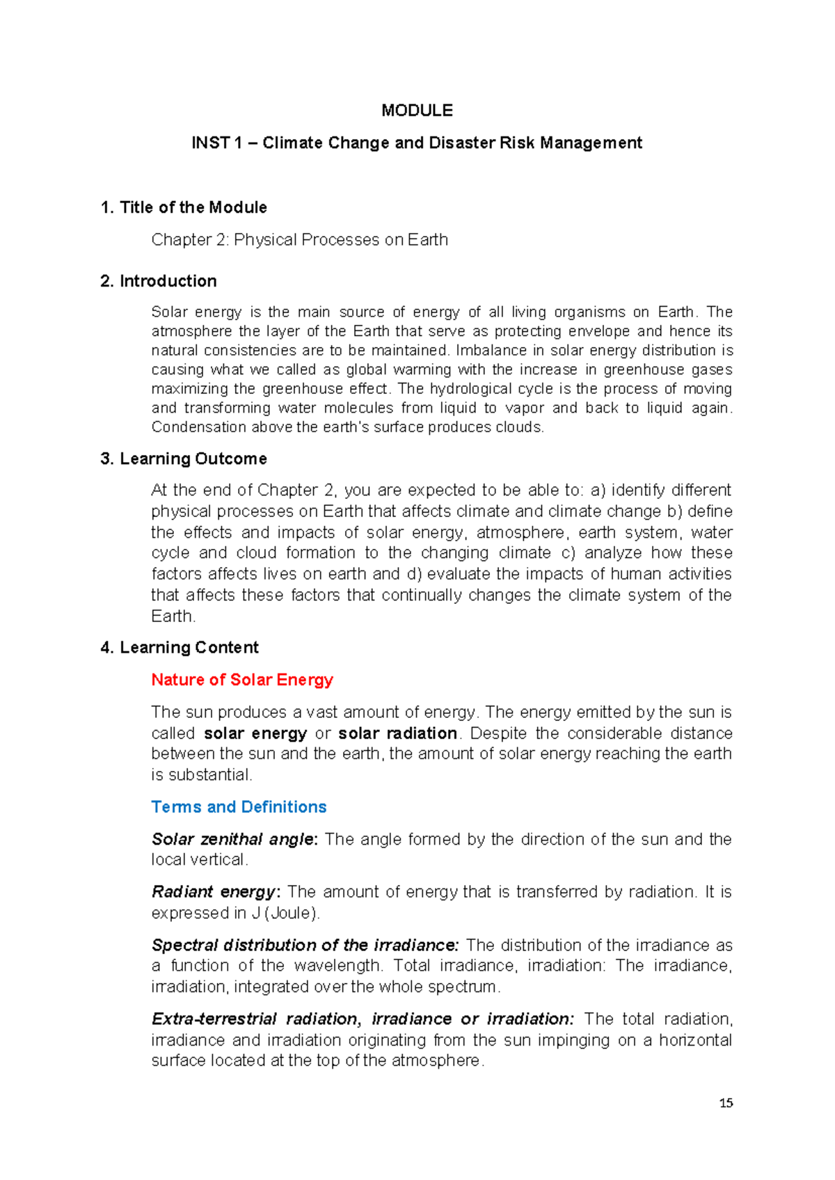 Module for Climate Change Chapter 2 Physical Processes on Earth ...