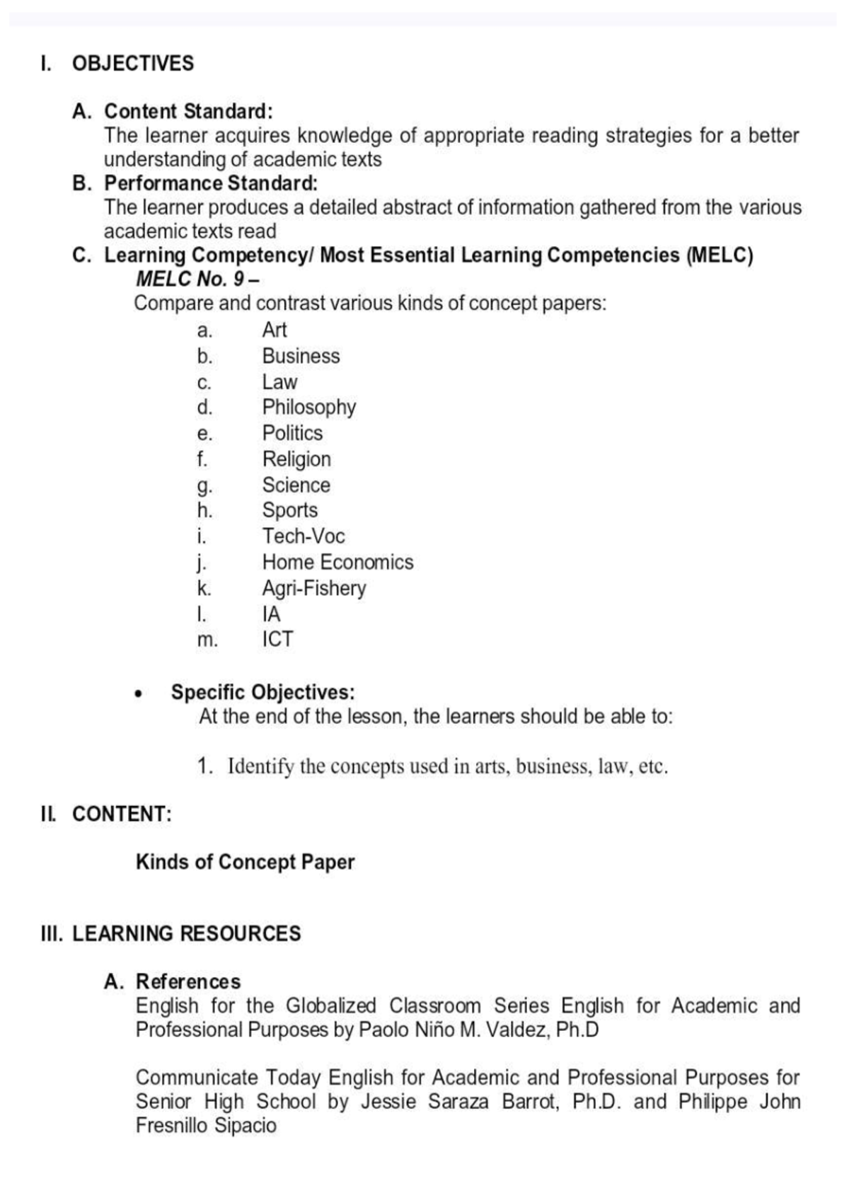 EAAP- Kinds OF Concept Papers - Bachelor of Secondary Education - Studocu