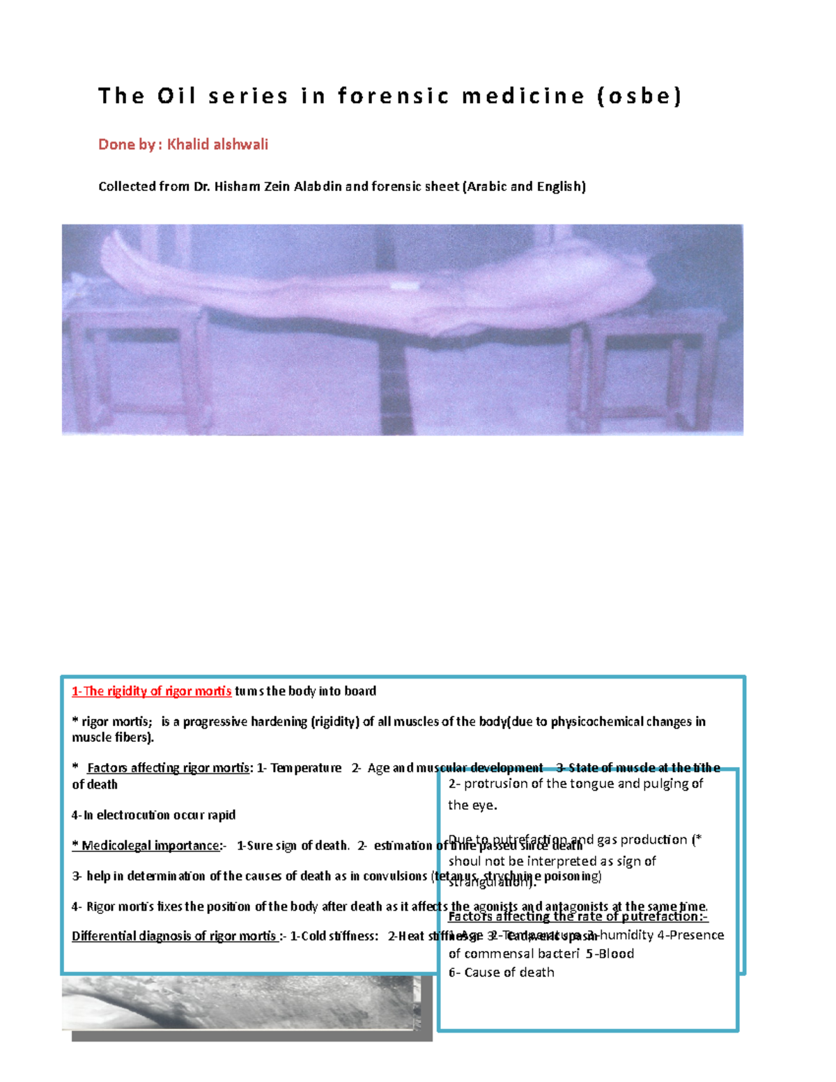 Forensic ospe - Done by : Khalid alshwali Collected from Dr. Hisham ...