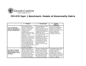 PSY-470-RS-T1-Modelsof Abnormality Matrix Assignment - PSY-470 Topic 1 ...