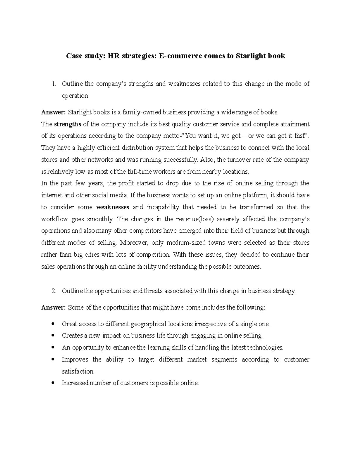 Case study - great work - Case study: HR strategies: E-commerce comes ...