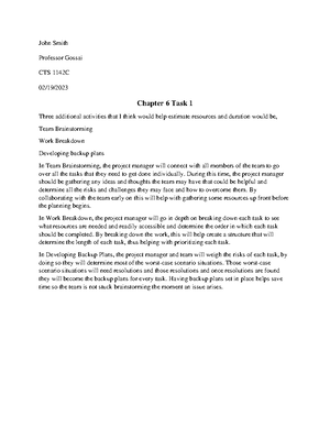 Chap5Task2 - Global Treps Project chapter 5 task 2 - Project Scope Statement Project Title ...
