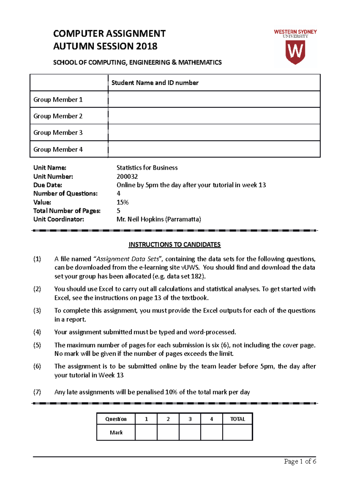Statistics Computer Assignment Final - COMPUTER ASSIGNMENT AUTUMN ...