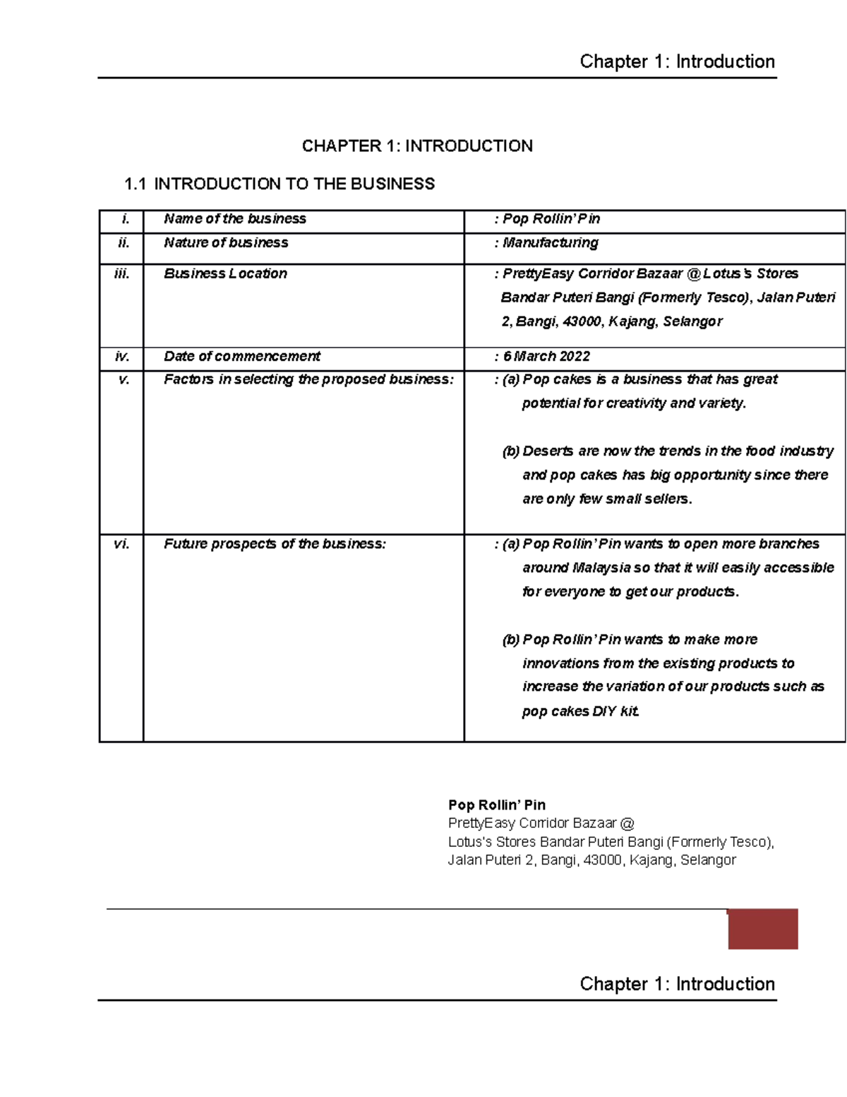 Introduction of bp assignment 2021 - Chapter 1: Introduction CHAPTER 1 ...