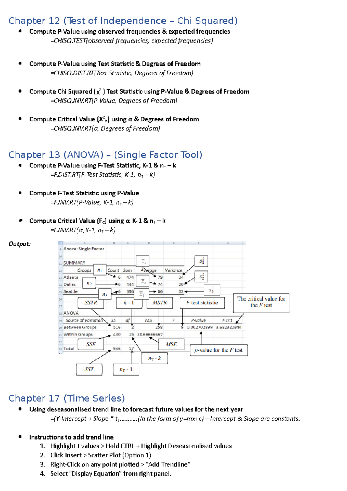 Practical Cheat Sheet - GOOD FOR EXAMS - Chapter 12 (Test of ...