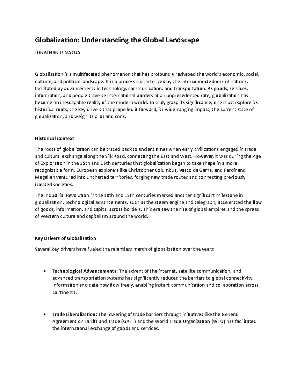 Globalization by Jonathan P. Nacua - Globalization: Understanding the ...