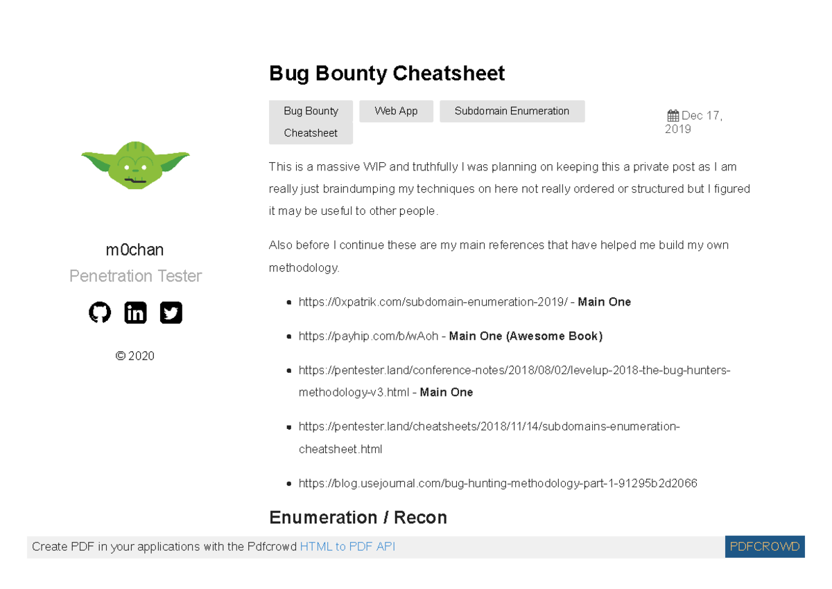 Bug Bounty Cheatsheet - Also before I continue these are my main references that have helped me ...