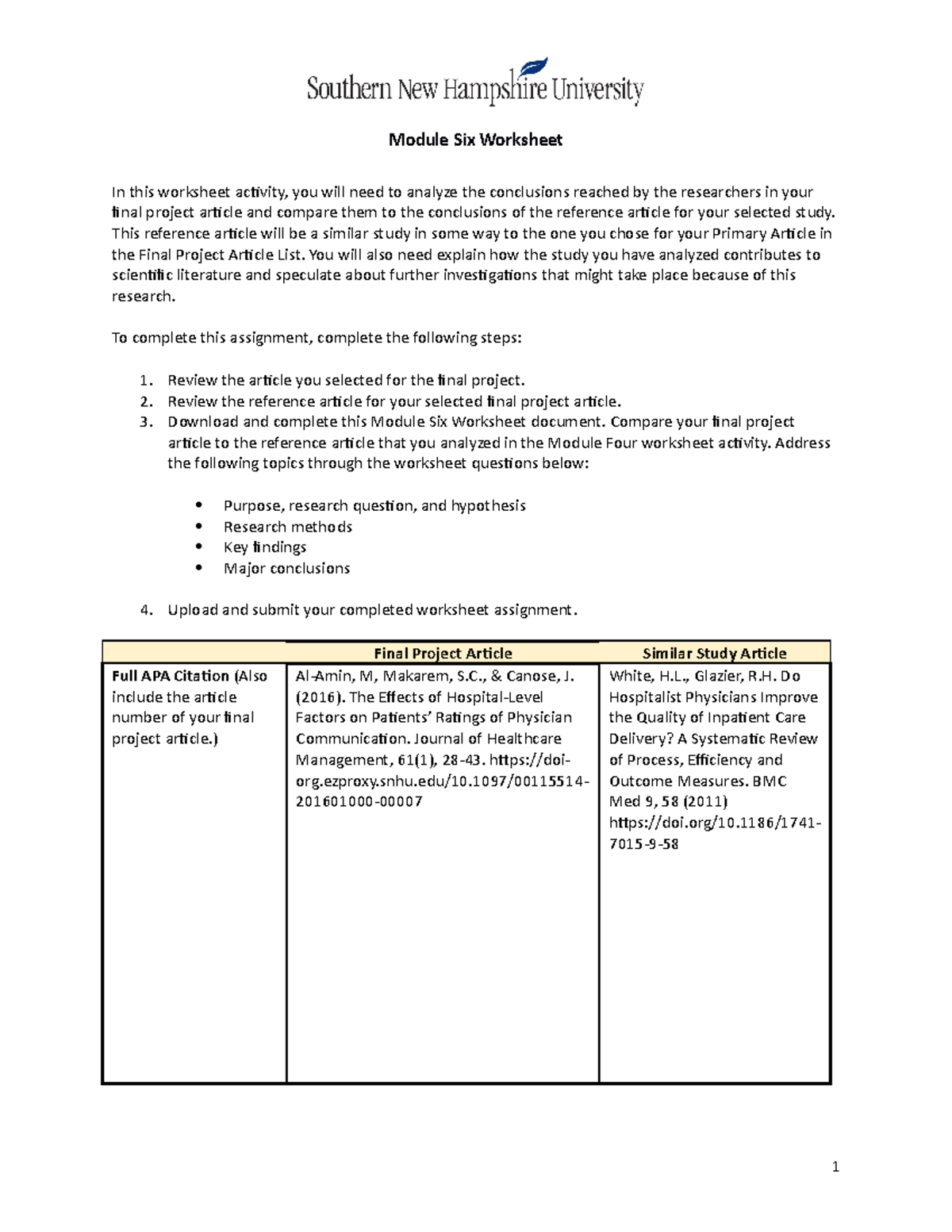 IHP 340 Module Six Worksheet - Module Six Worksheet In this worksheet ...