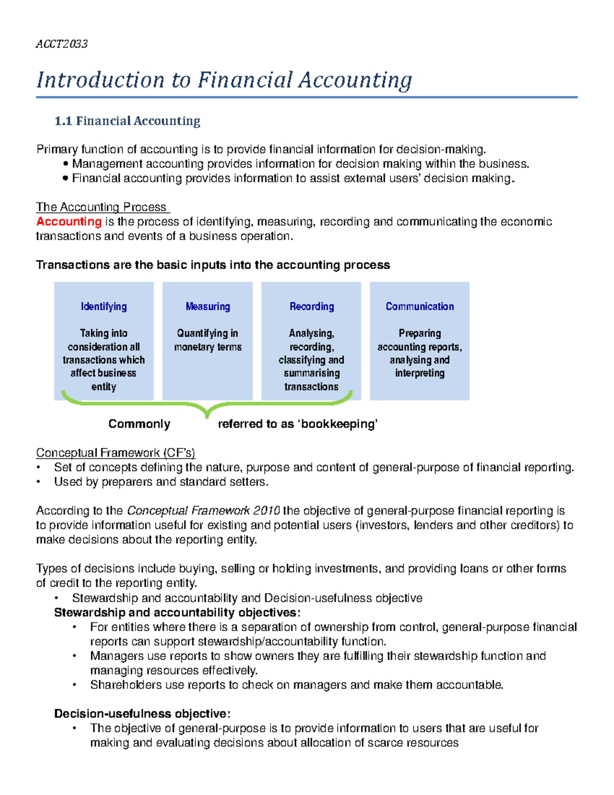 Week 1 - Introduction to Financial Accounting - ACCT2033 - RMIT ...