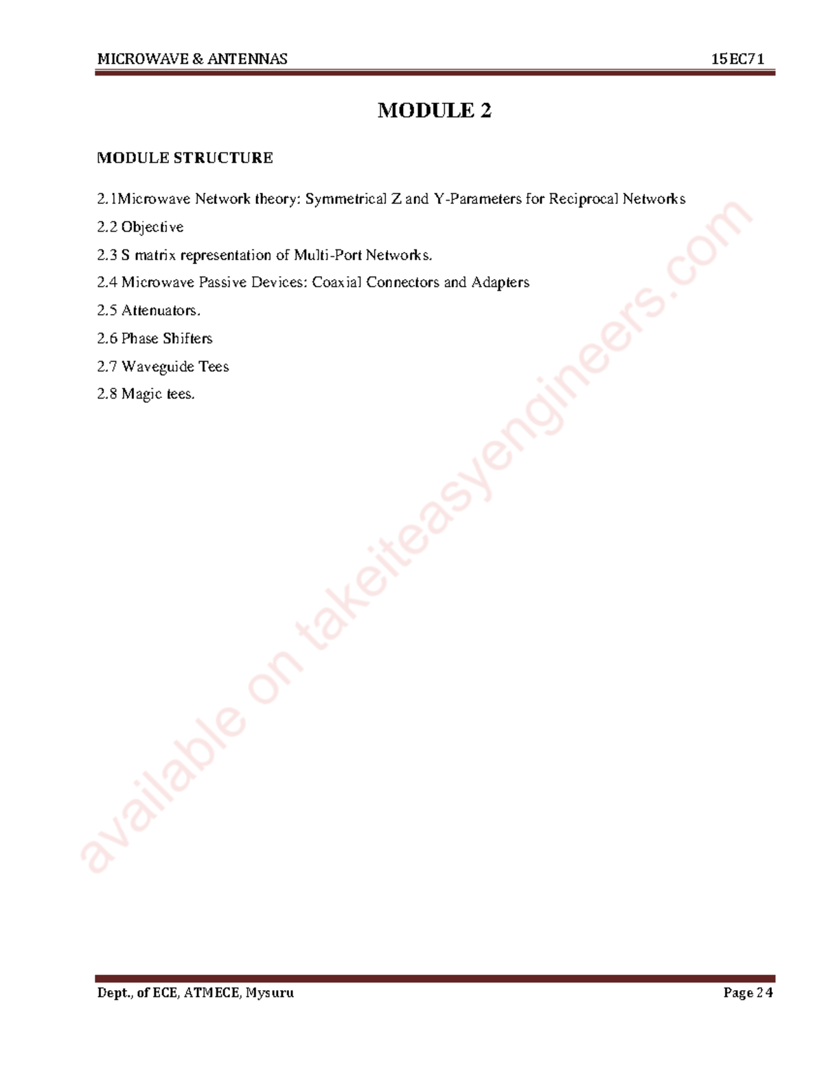 M2 watermark - notes on m2 - MODULE 2 MODULE STRUCTURE 2 Network theory ...