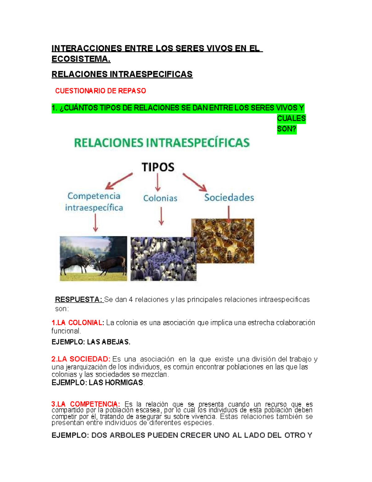 Interacciones Entre LOS Seres Vivos EN EL Ecosistema - INTERACCIONES ...