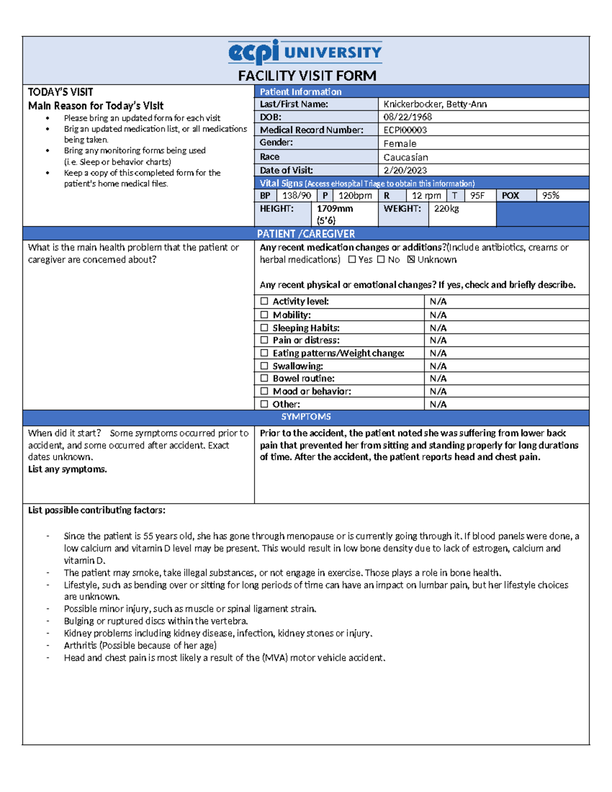 A&P Extra Credit Facility Visit FORM - FACILITY VISIT FORM TODAY’S ...