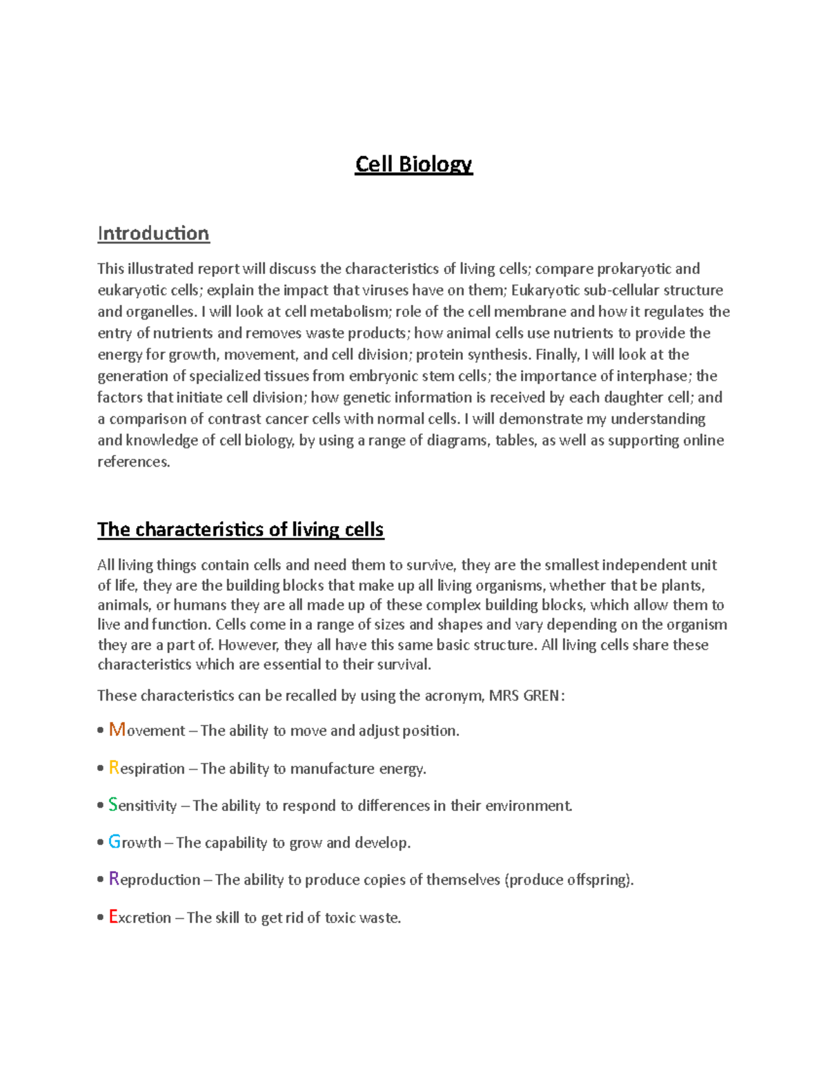 Unit 5 - Cell Biology 1 - unit 5 - Cell Biology Introduction This ...