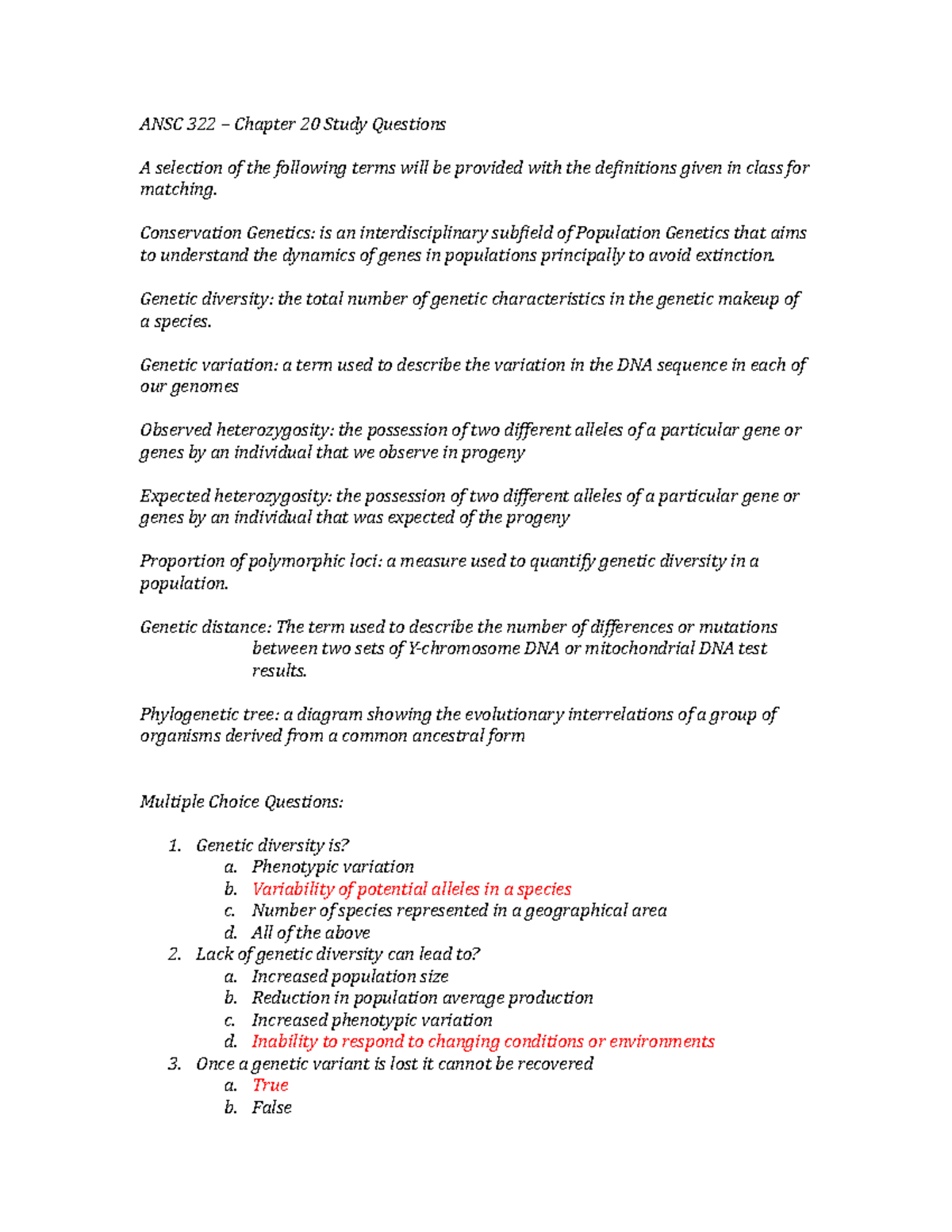 Chapter 20 Study Questions - ANSC 322 Chapter 20 Study Questions A ...