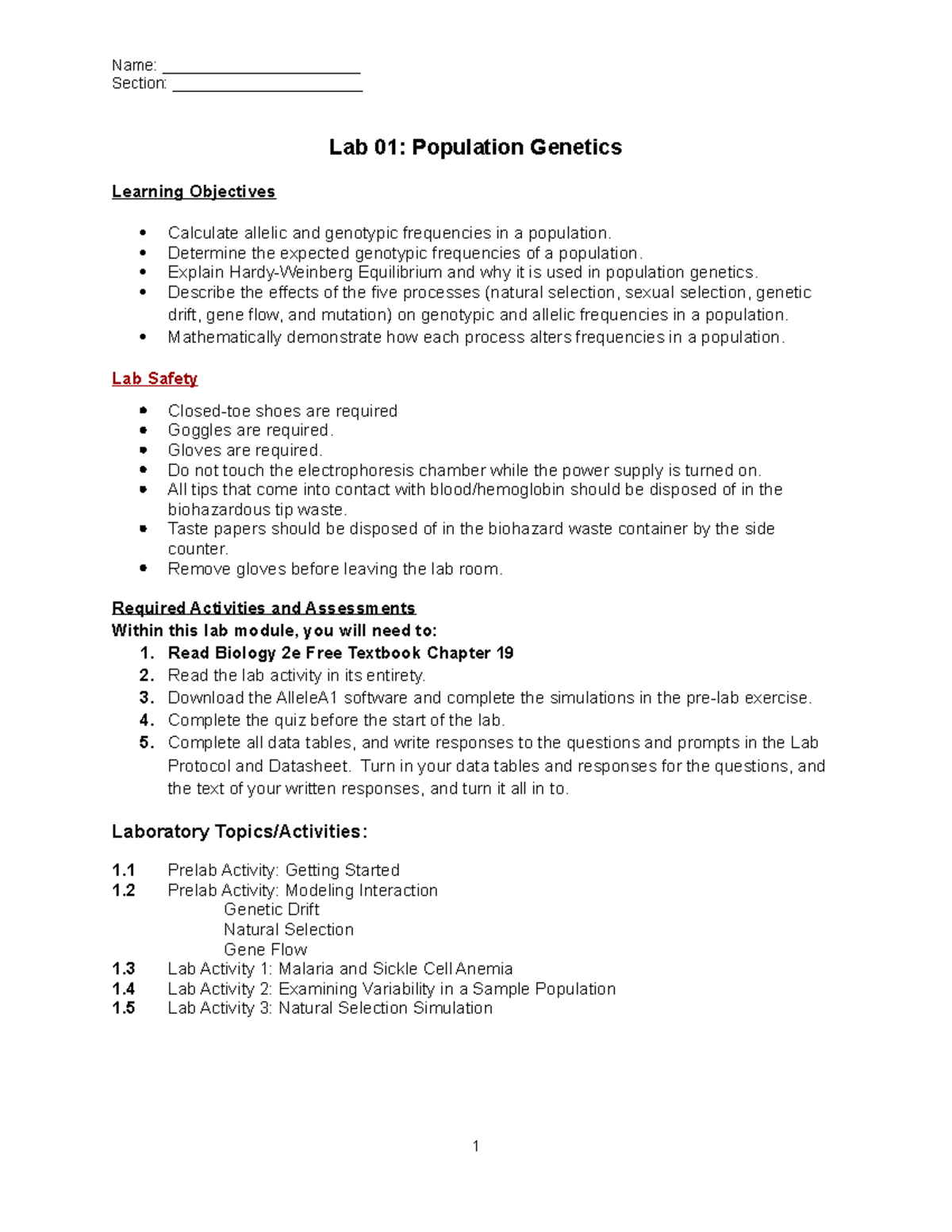 Pop Gen Protocoland Datasheet v5 - Section: ______________________ Lab ...
