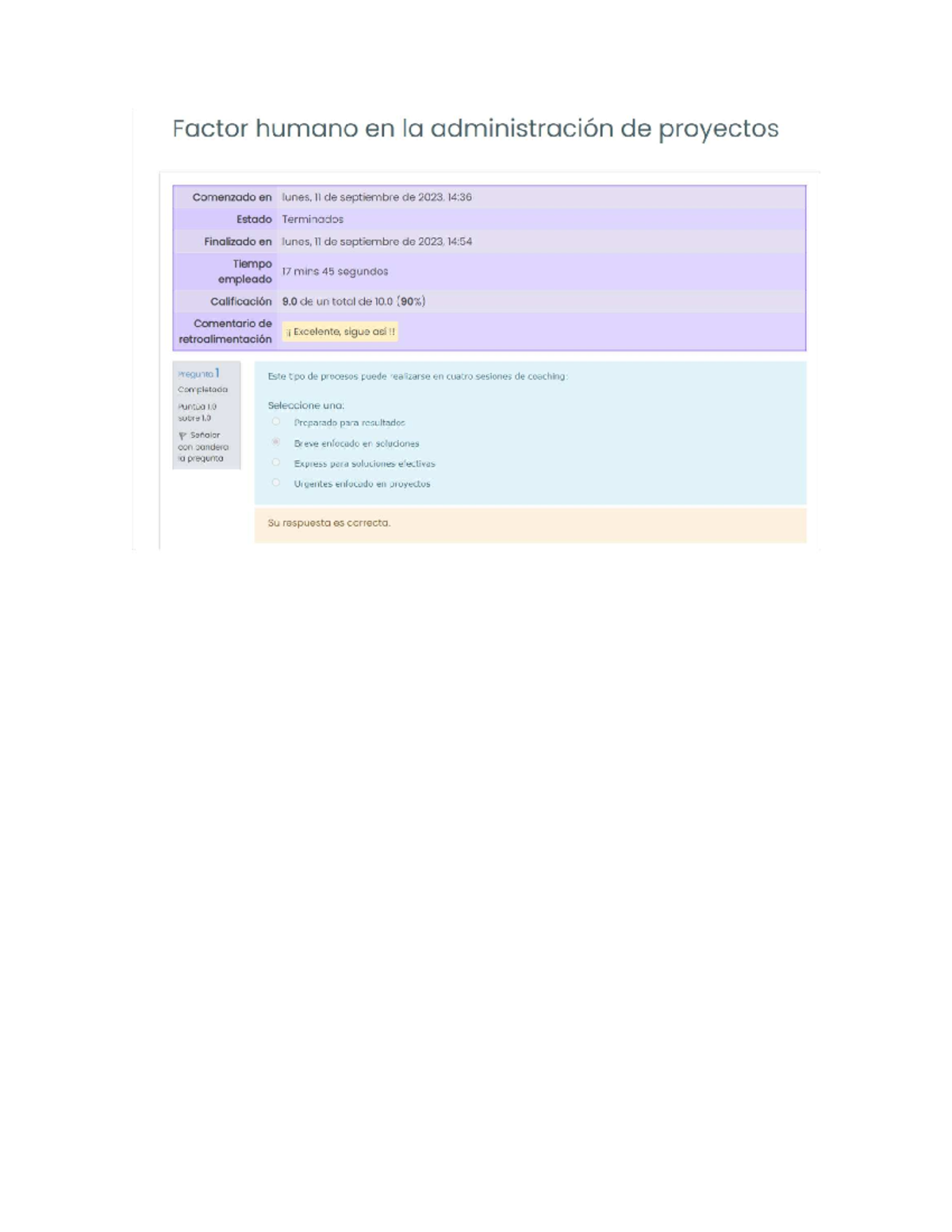 Factor humano en la administracion de proyectos modalidad de examenes semana 2 - Factor humano ...
