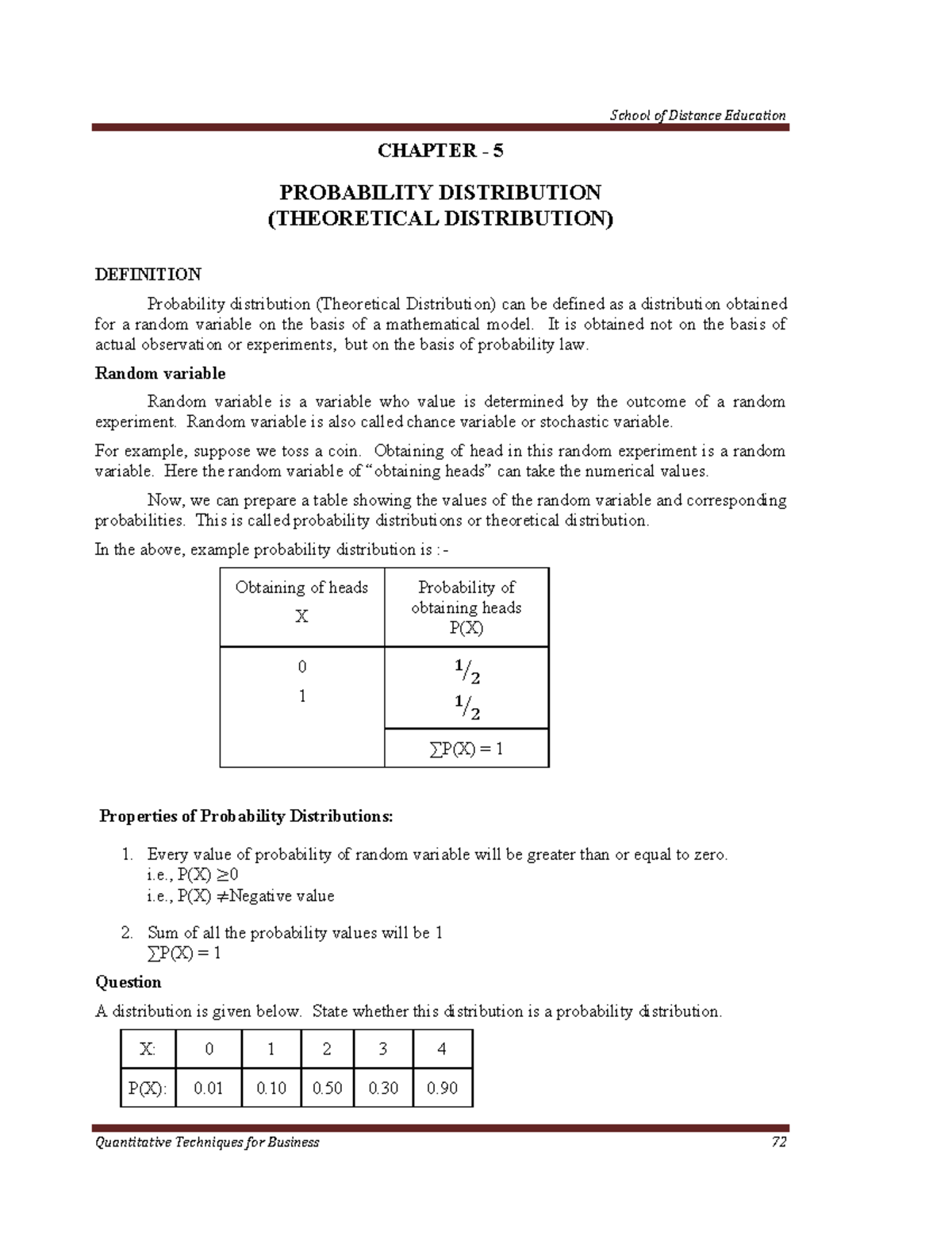 Chapter 5 Probability Distribution (Theoretical Distribution) - School ...