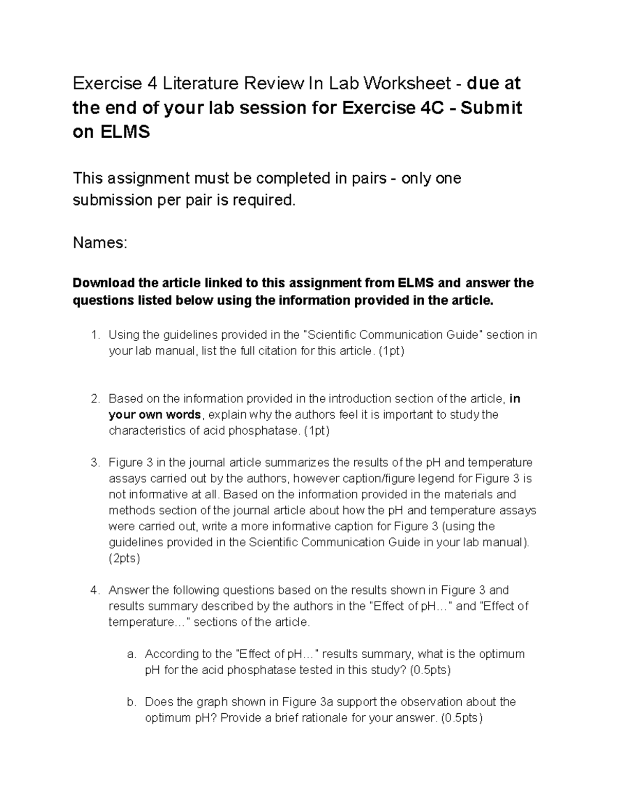 Exercise 4 Literature Review In Lab Worksheet - Exercise 4 Literature ...
