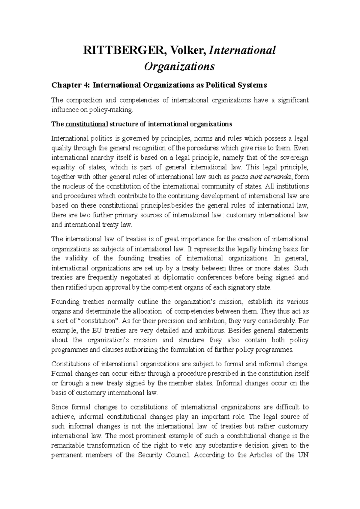 Chapter 4 of International Organizations by Rittberger - RITTBERGER ...