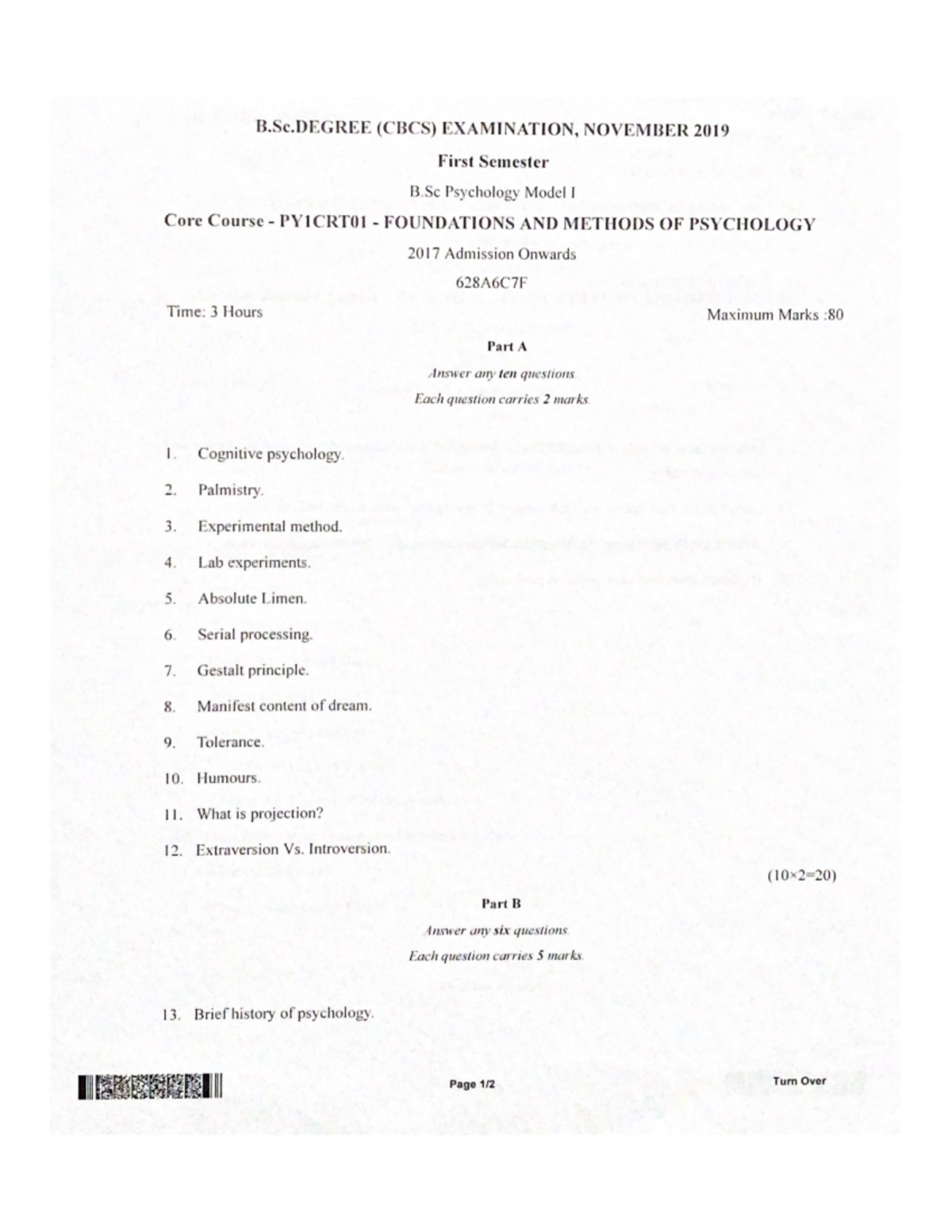 1st Sem - Bsc Psychology - Studocu