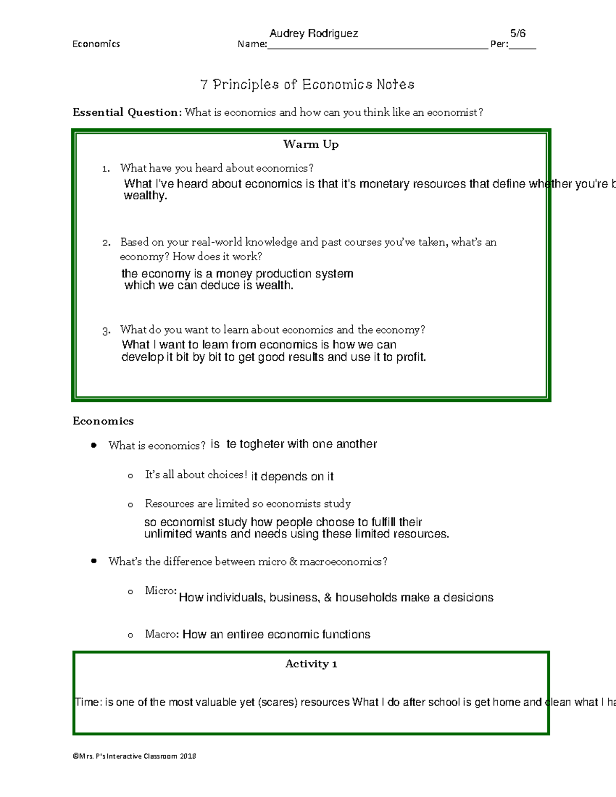 Audrey Rodriguez Vega - 7 Principles of Economics Notes - Economics ...