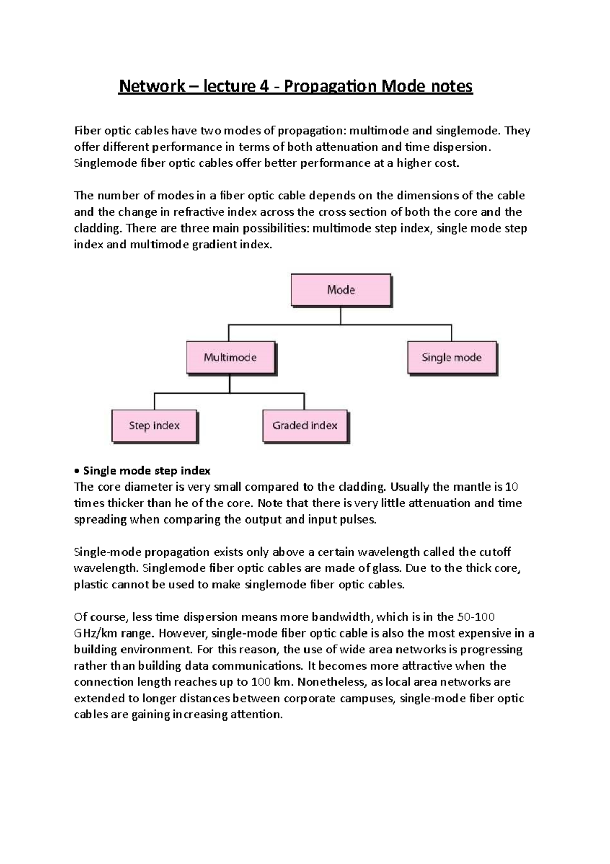 Network – lecture 4 - Propagation Mode notes - Network – lecture 4 ...
